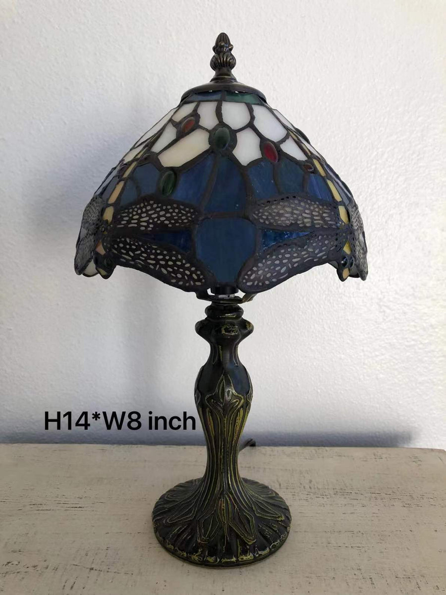 Enjoy Tiffany Style Blue Stained Glass Table Lamp Dragonfly ET0861 ...